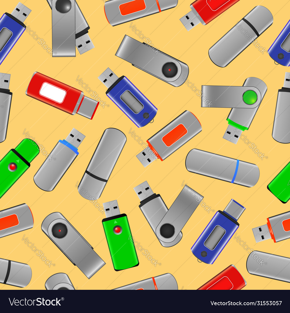 Usb flash drives - seamless pattern Royalty Free Vector