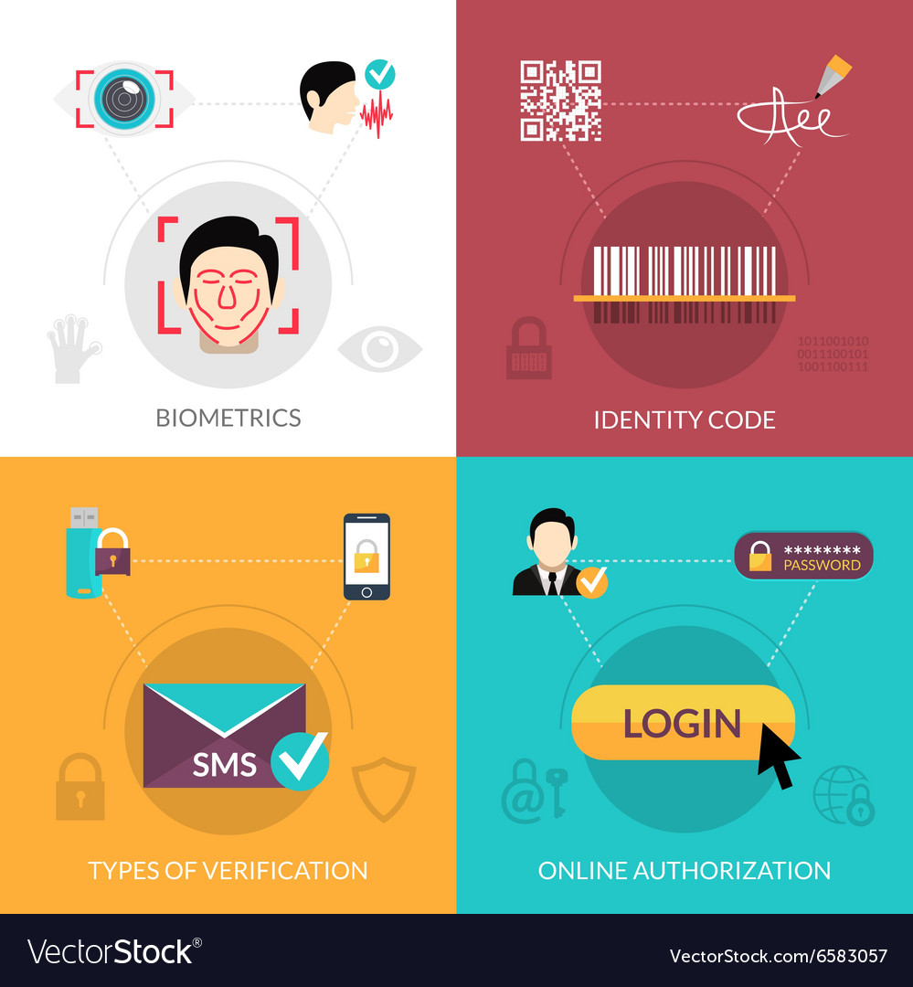 Verification flat set Royalty Free Vector Image