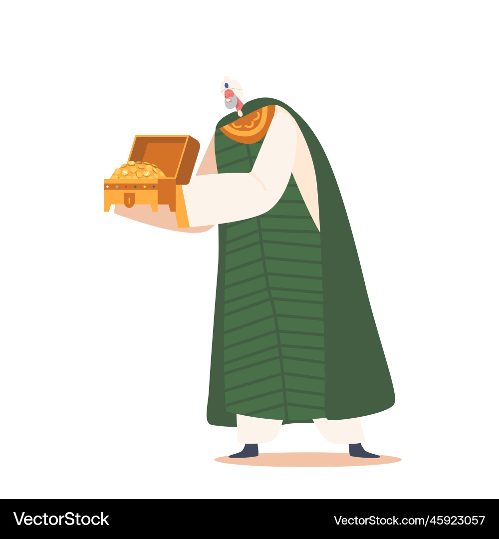 Wise man magus caspar robed character holding Vector Image