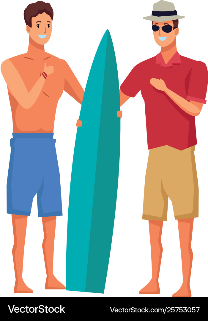 Young men in summer time cartoons Royalty Free Vector Image