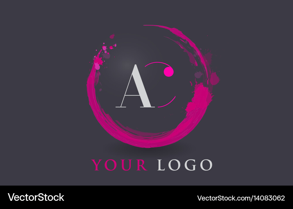 Ac letter logo circular purple splash brush Vector Image