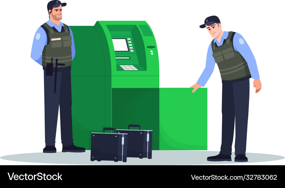 Atm refill semi flat rgb color Royalty Free Vector Image