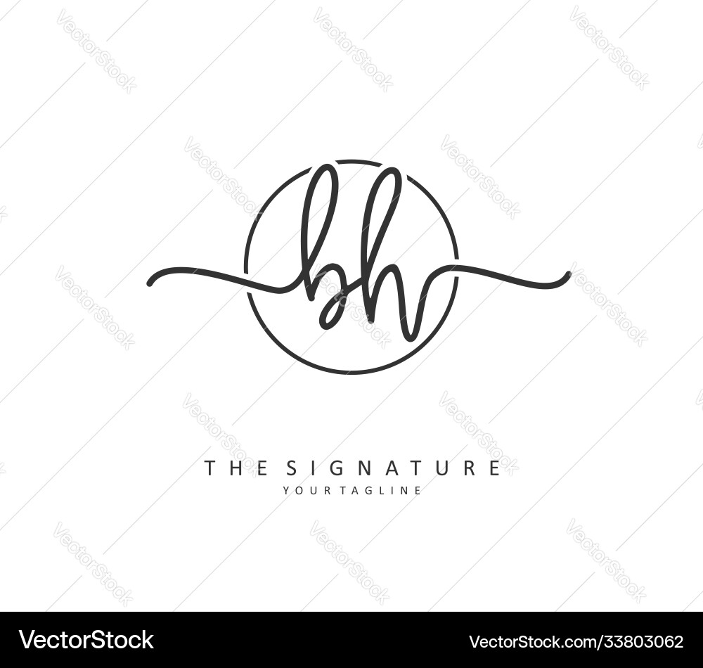 B h bh initial letter handwriting and signature Vector Image