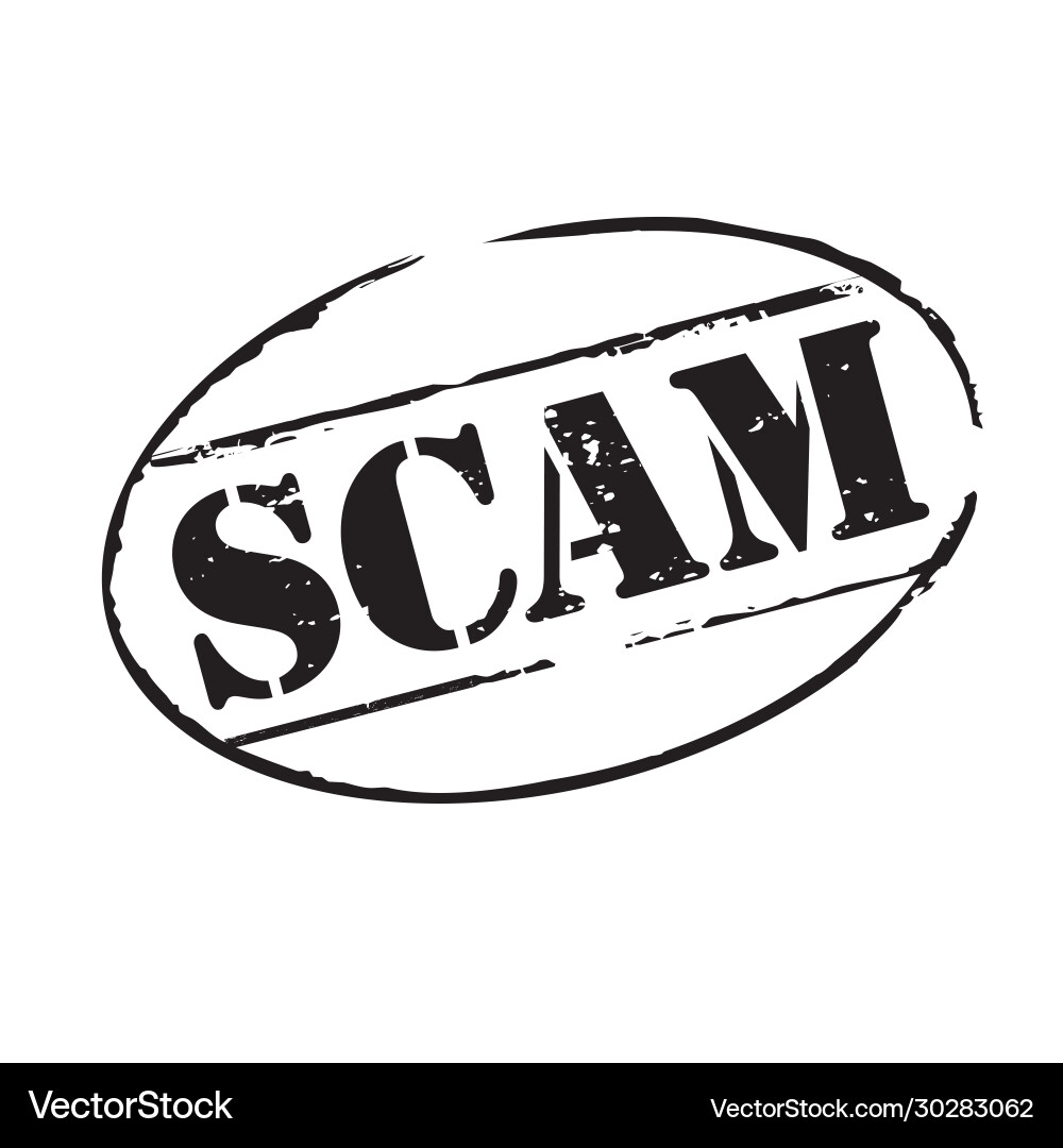 Black rubber stamp and text scam Royalty Free Vector Image