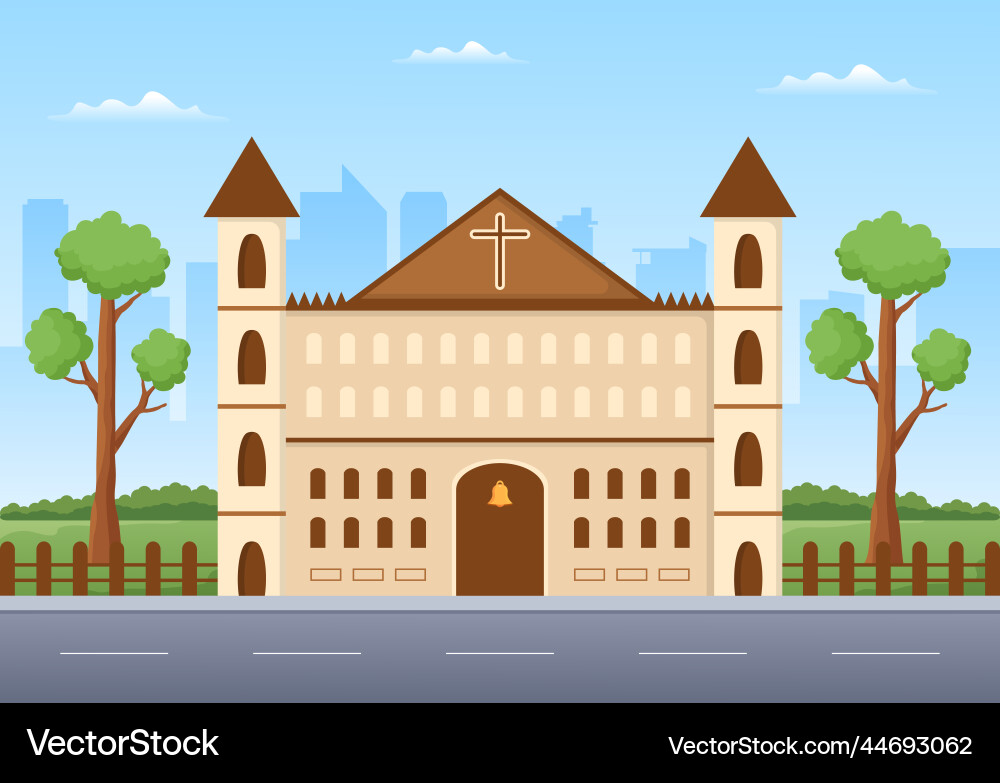 Cathedral catholic church building Royalty Free Vector Image