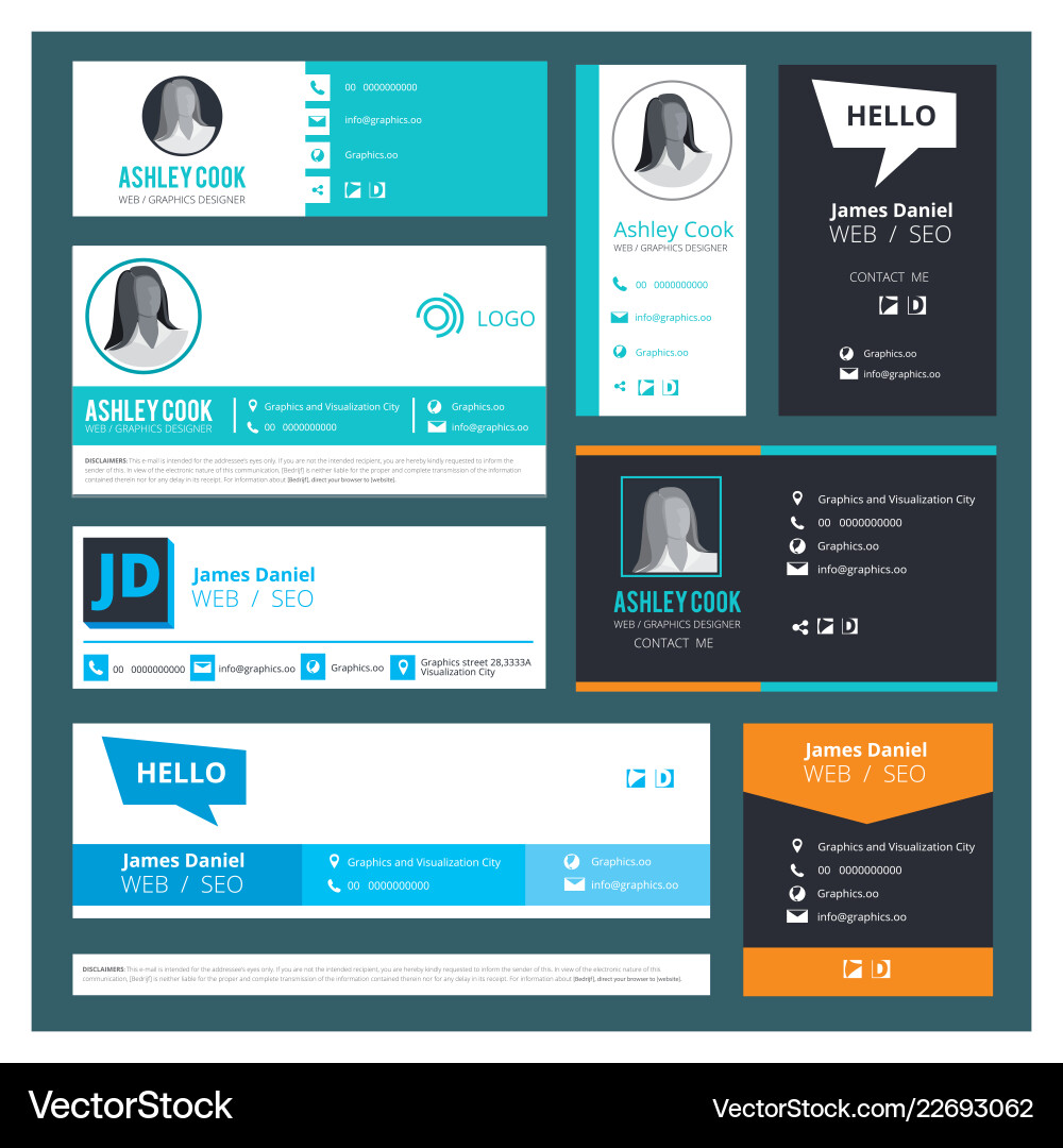 Email signature emailers author visit cards user Vector Image