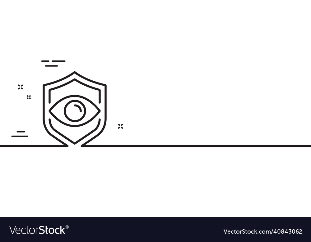 Eye Detect Line Icon Retina Scan Sign Minimal Vector Image