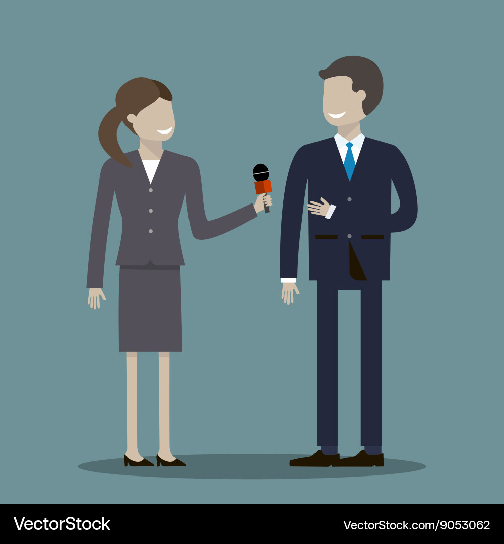 Female journalist interviewing businessman Vector Image
