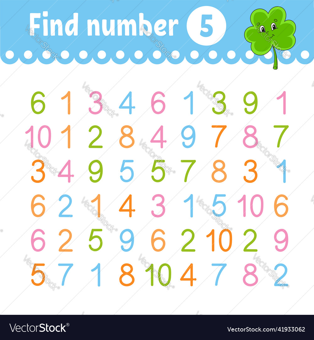 Find number education developing worksheet Vector Image