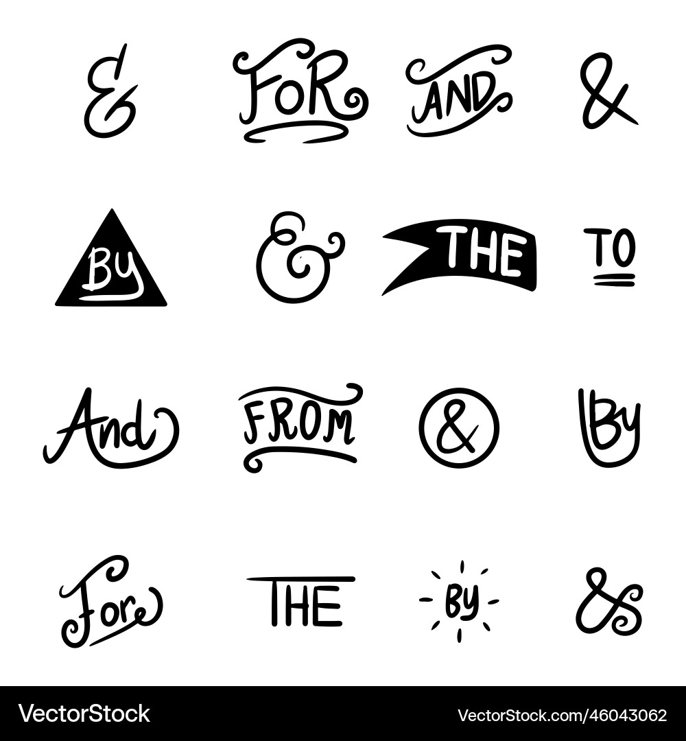 Hand drawn design elements set of ampersands Vector Image