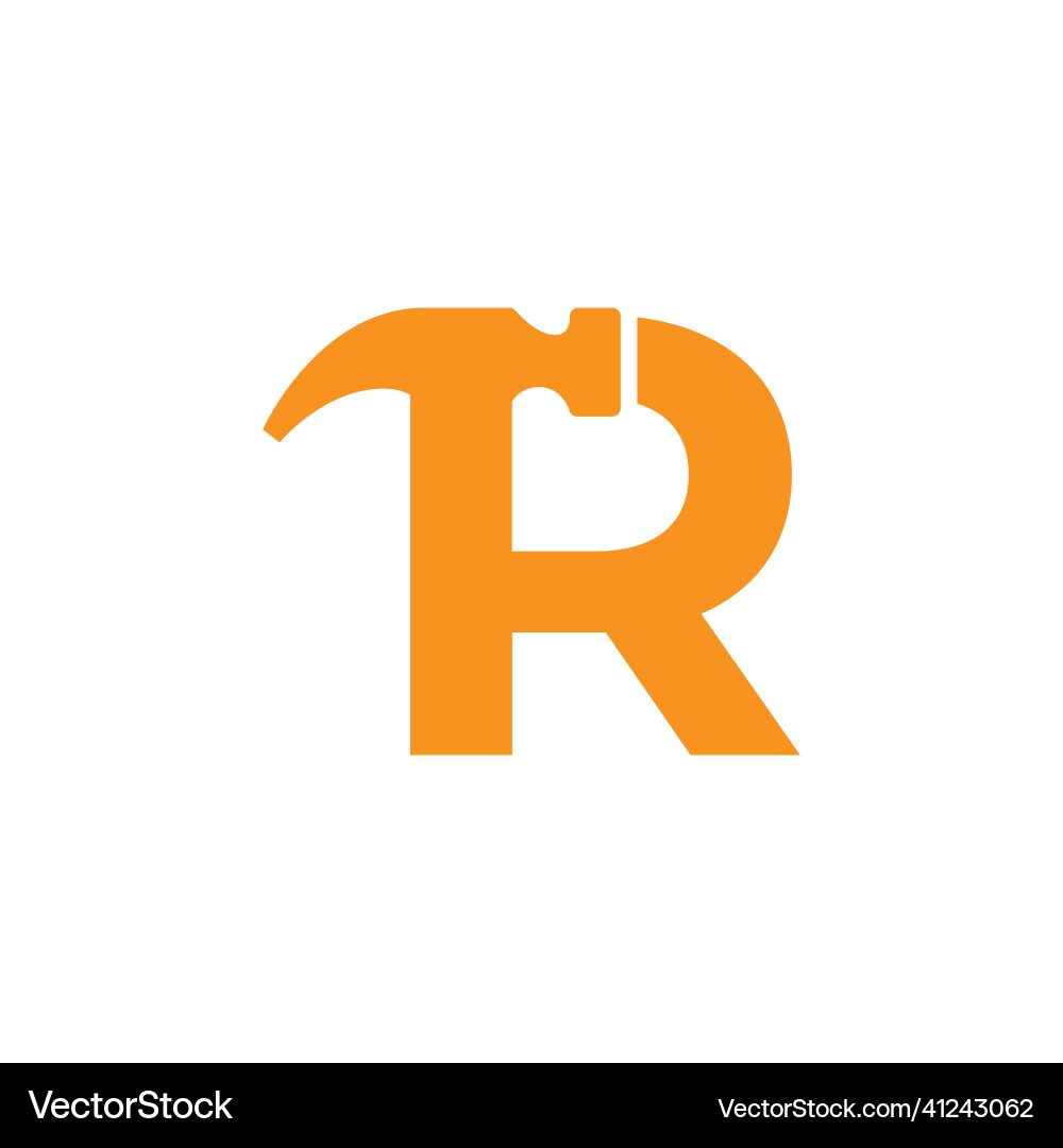 Initial letter r hammer logo design inspiration Vector Image