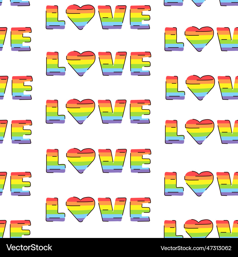 Lgbtq seamless pattern with words love isolated Vector Image