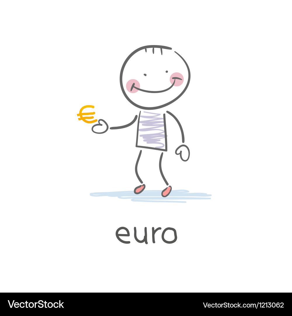 Man holding euro sign Royalty Free Vector Image