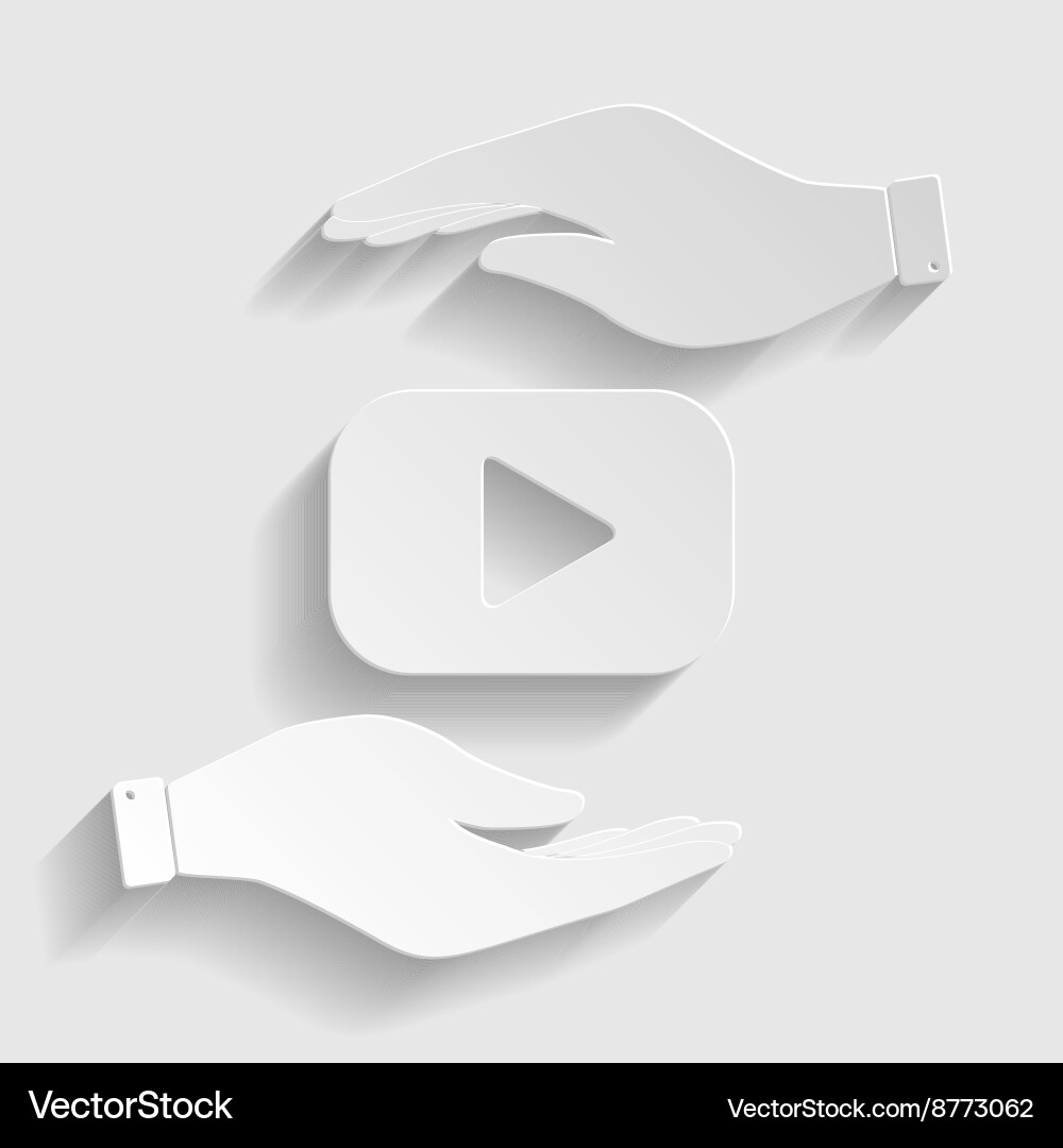 Play sign Paper style icon Royalty Free Vector Image