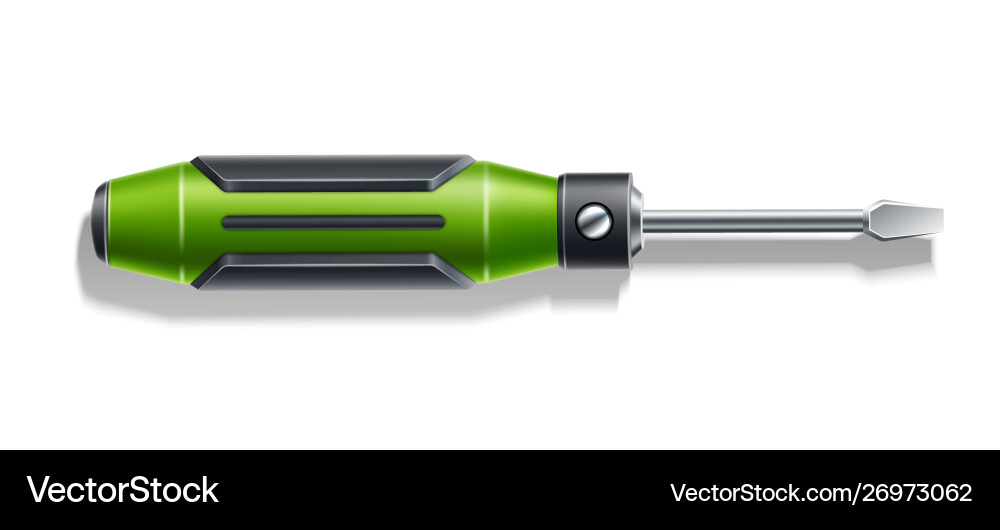 Realistic screwdriver green 3d repair tool Vector Image