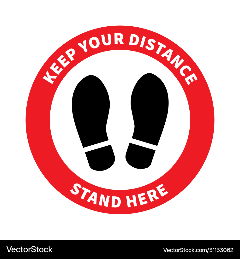 Social distancing footprint sign Royalty Free Vector Image