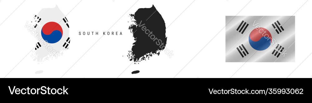 South korea detailed flag map Royalty Free Vector Image