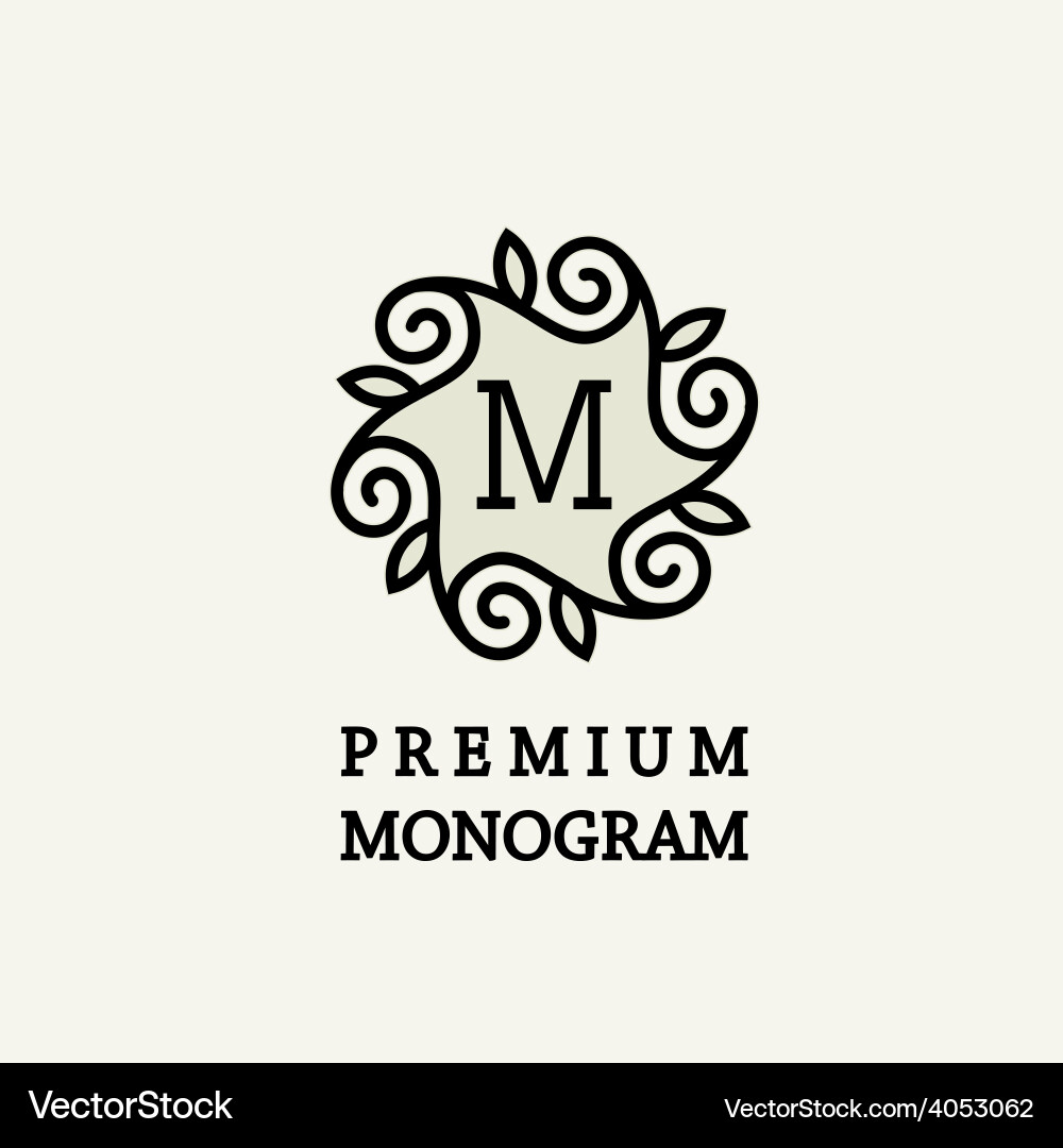 Stylish and graceful floral monogram design Vector Image