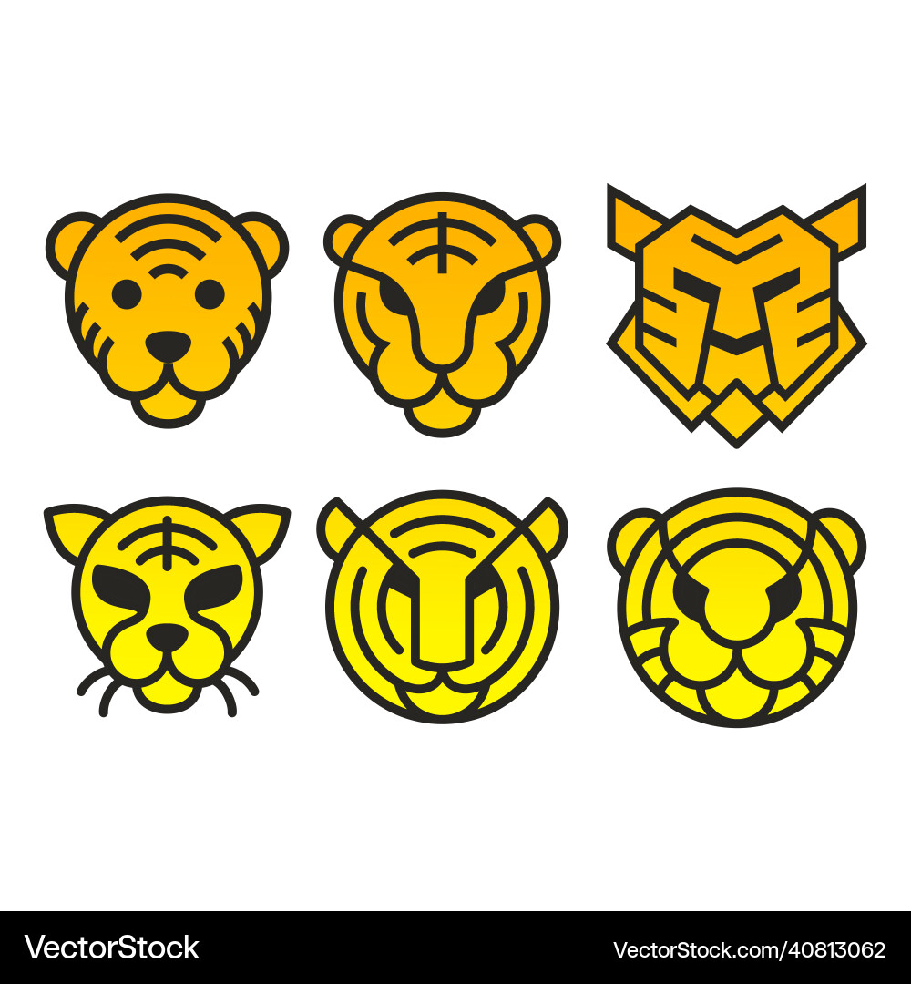 Tiger logo icon symbol graphic design set Vector Image