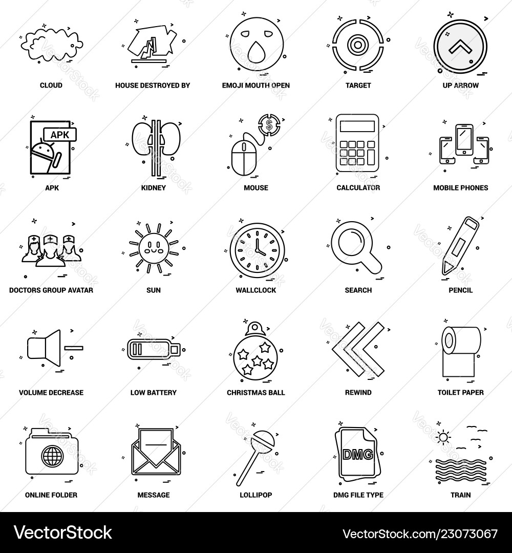 25 business concept mix line icon set Royalty Free Vector