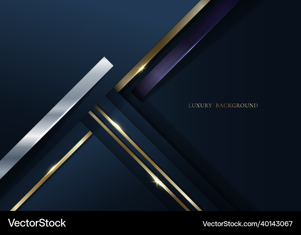 Abstract blue triangles shapes with shiny golden Vector Image