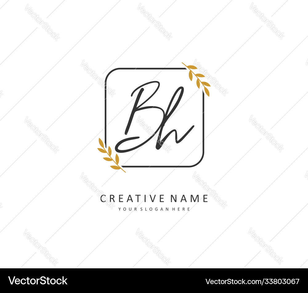 B h bh initial letter handwriting and signature Vector Image