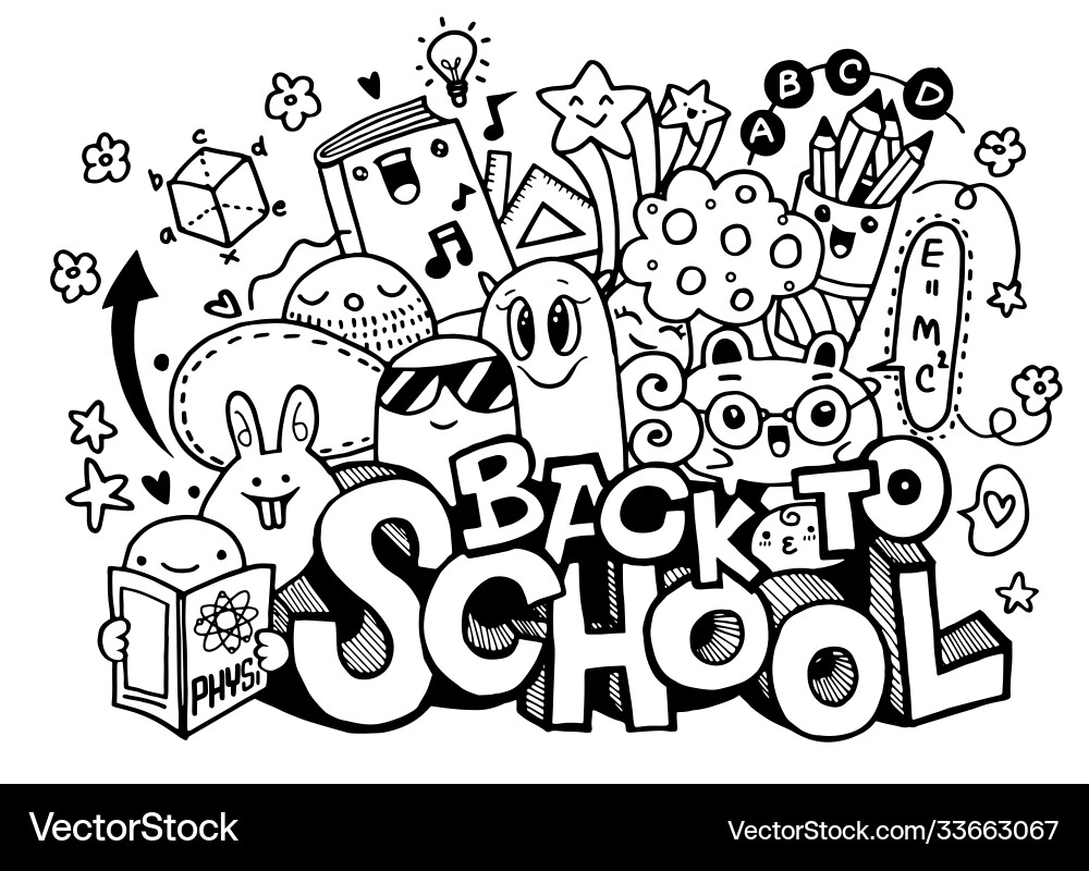 Back to school monster doodle for your design Vector Image