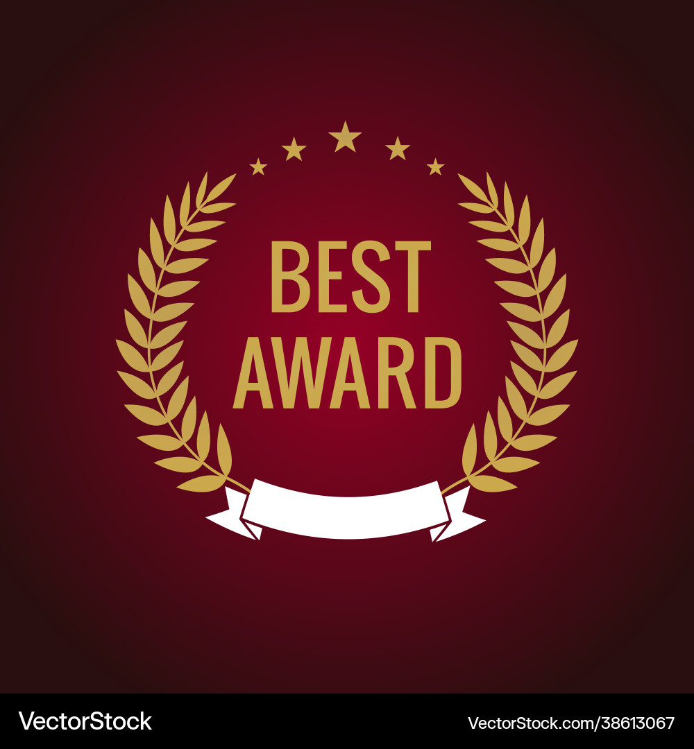 Best award gold laurel star label Royalty Free Vector Image