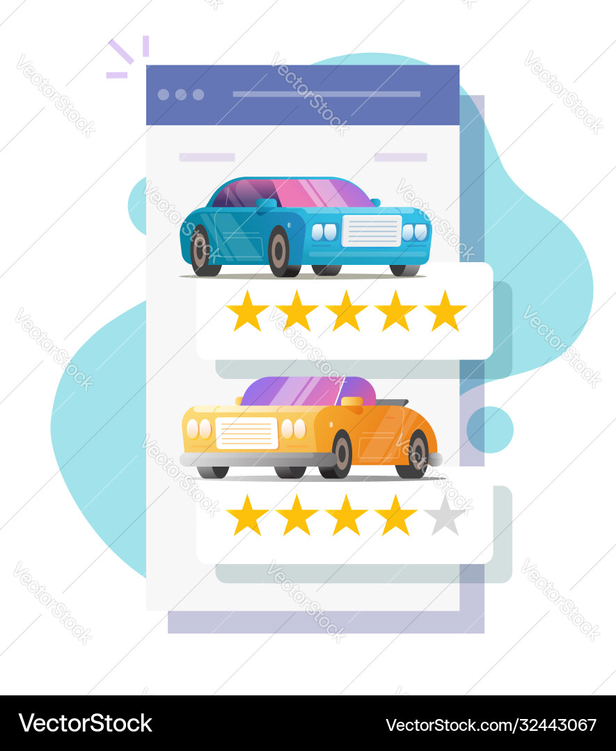 Car review rating online on mobile web screen Vector Image