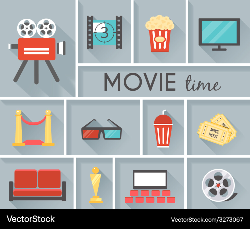 Conceptual movie time graphic design Royalty Free Vector