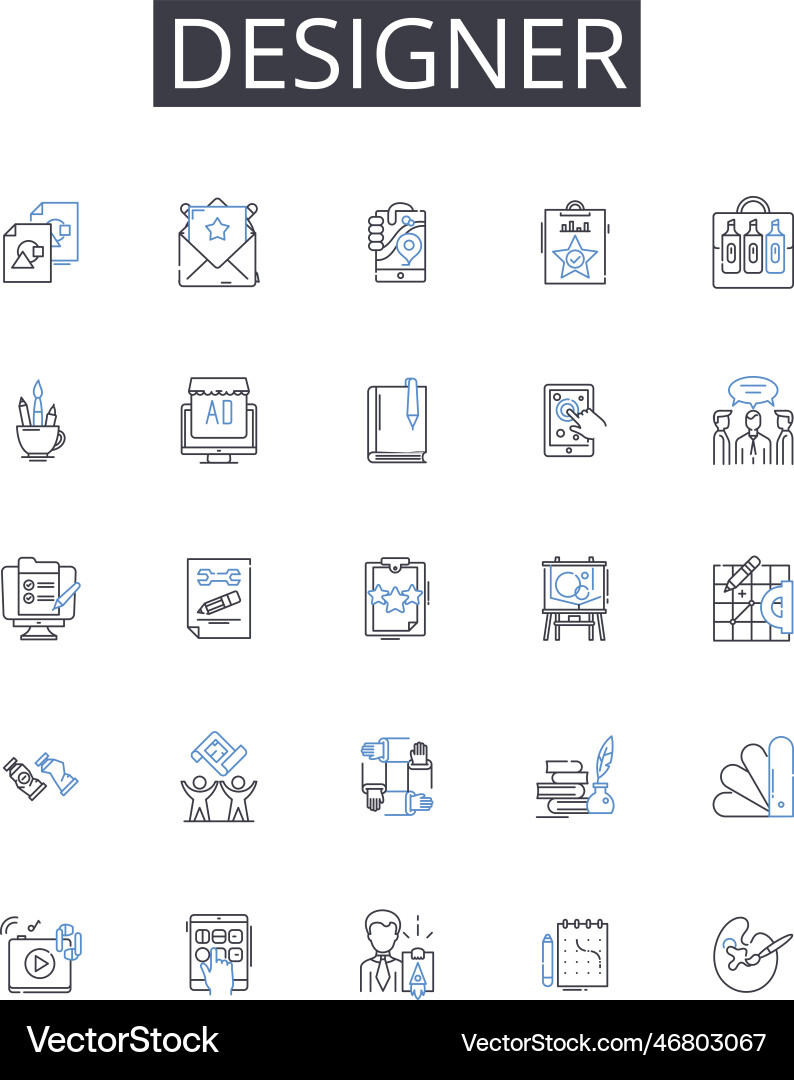 Designer line icons collection creator stylist Vector Image