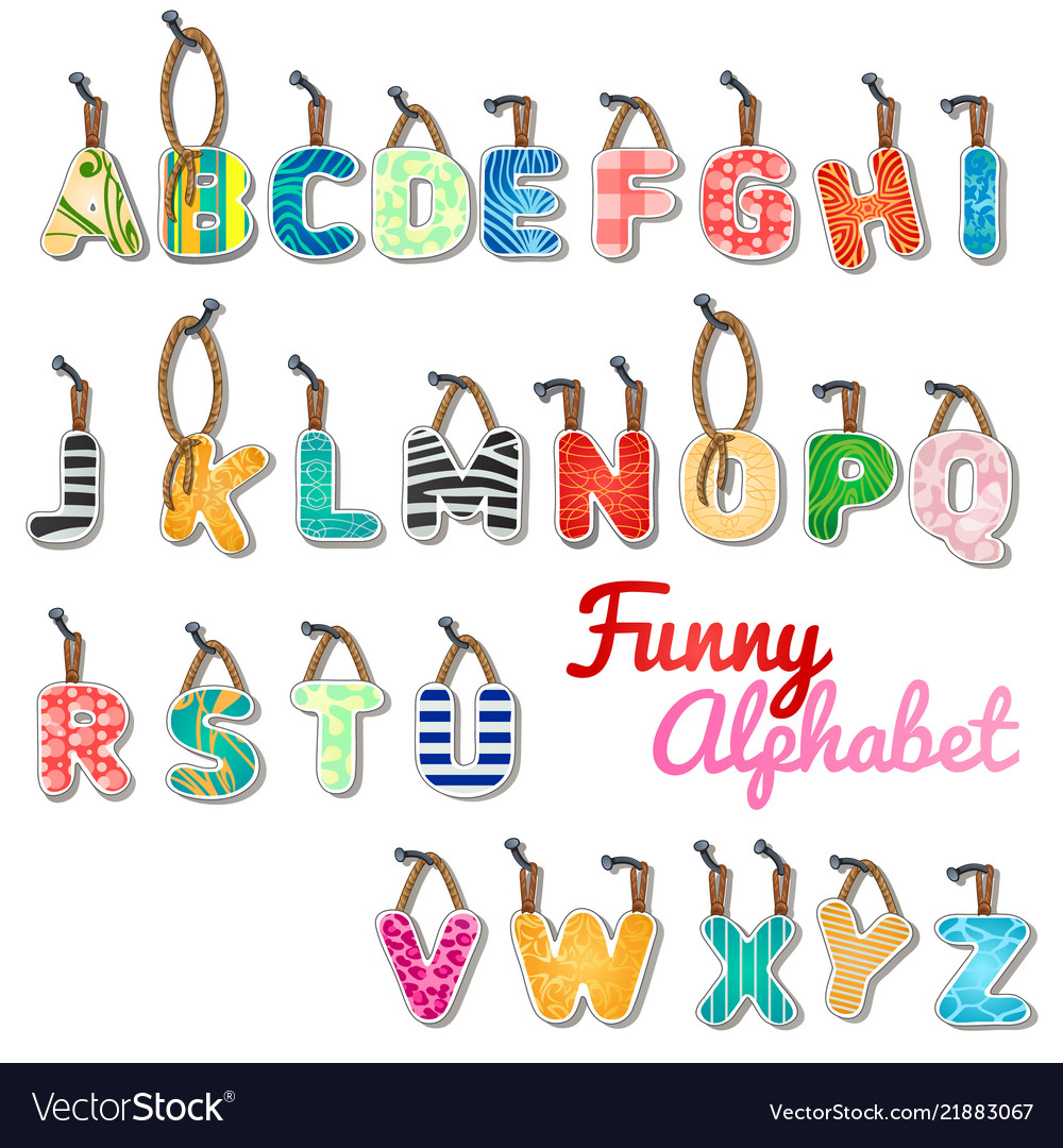 Funny set letters english alphabet Royalty Free Vector Image