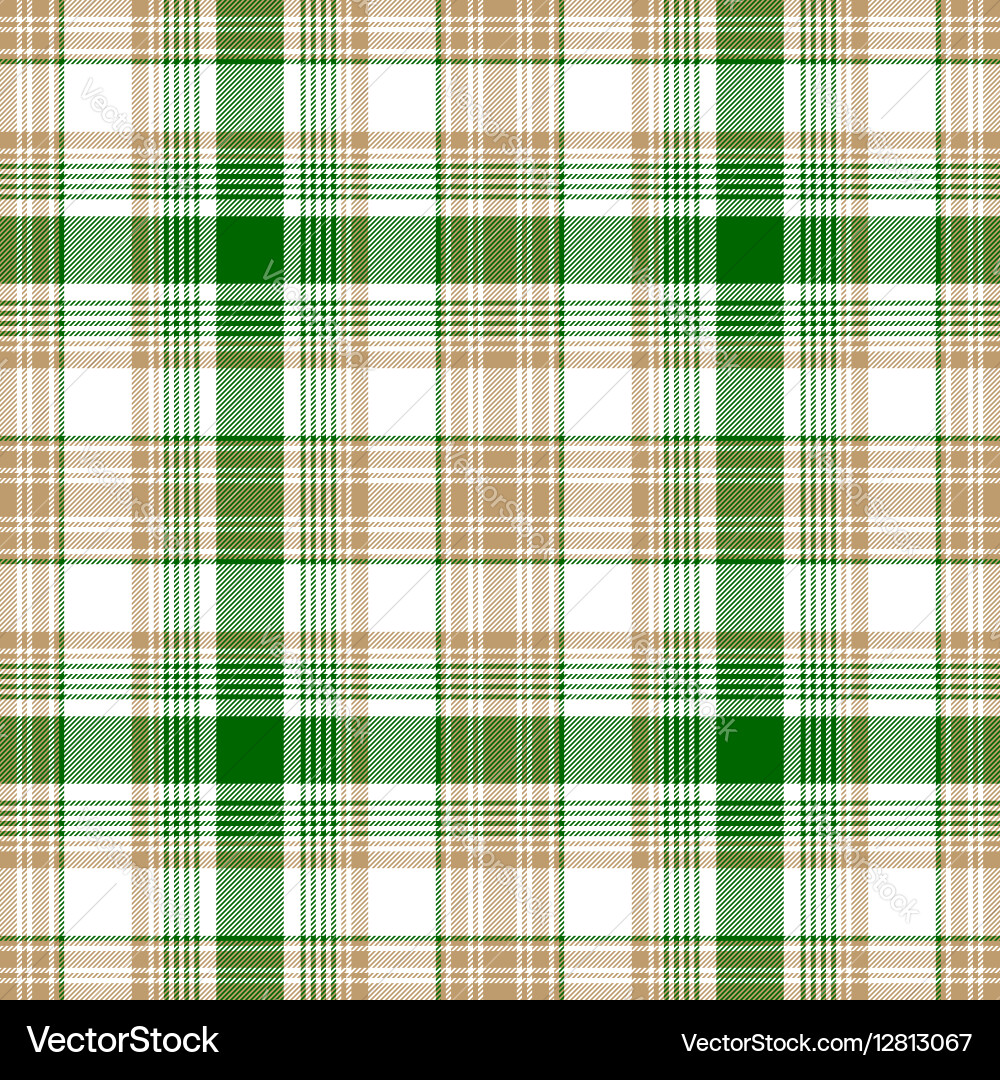 Green gold white check fabric texture seamless Vector Image