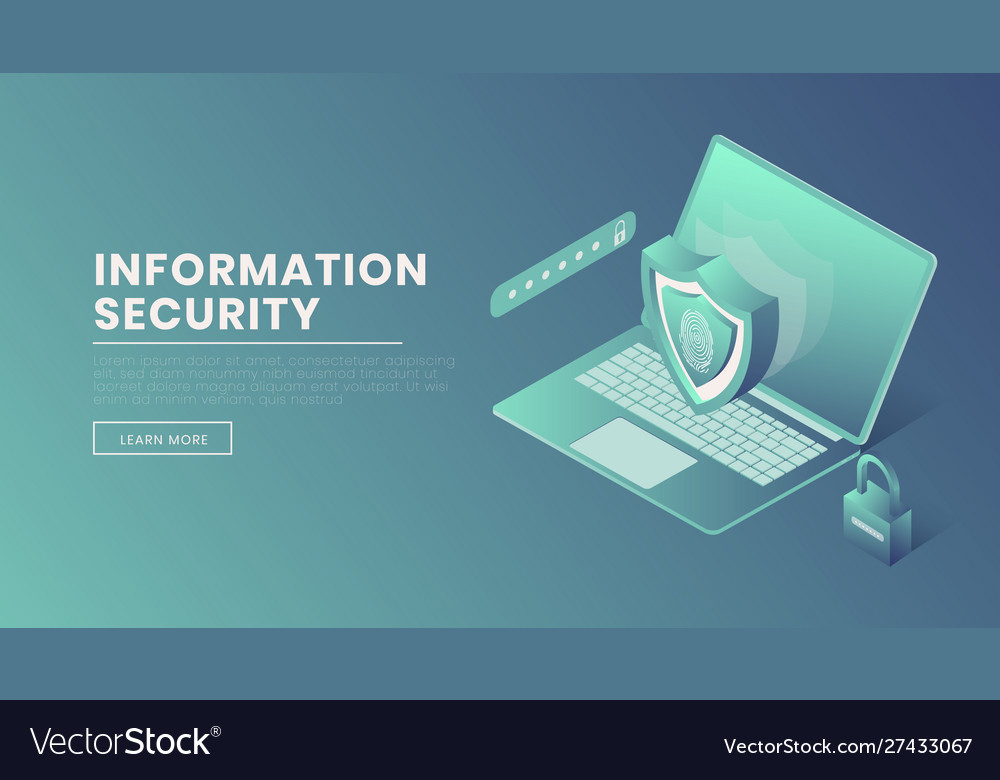 Information security landing page template Vector Image