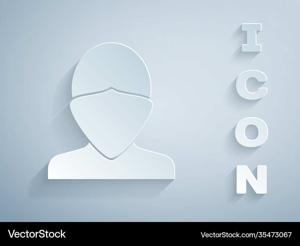 Paper cut vandal icon isolated on grey background Vector Image