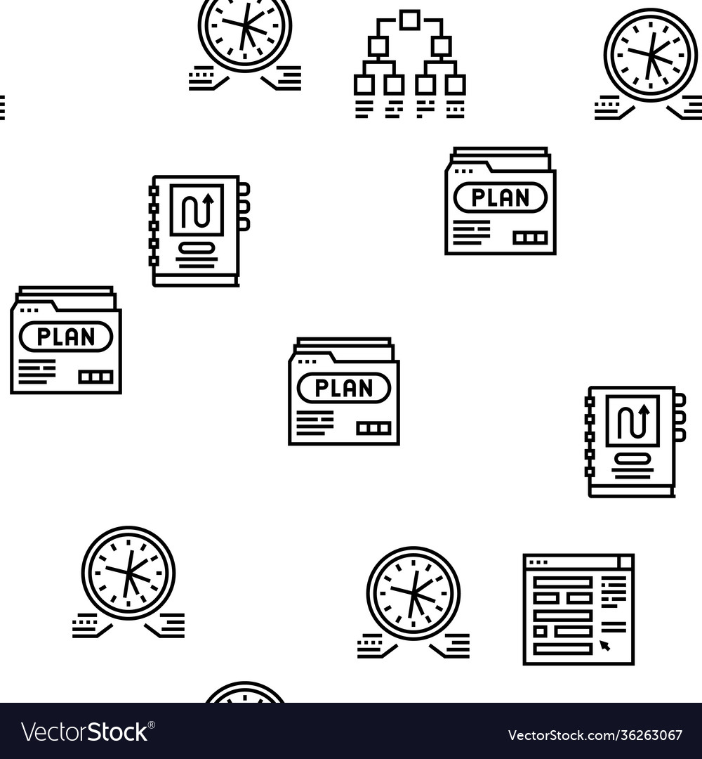 Planning work process seamless pattern Royalty Free Vector