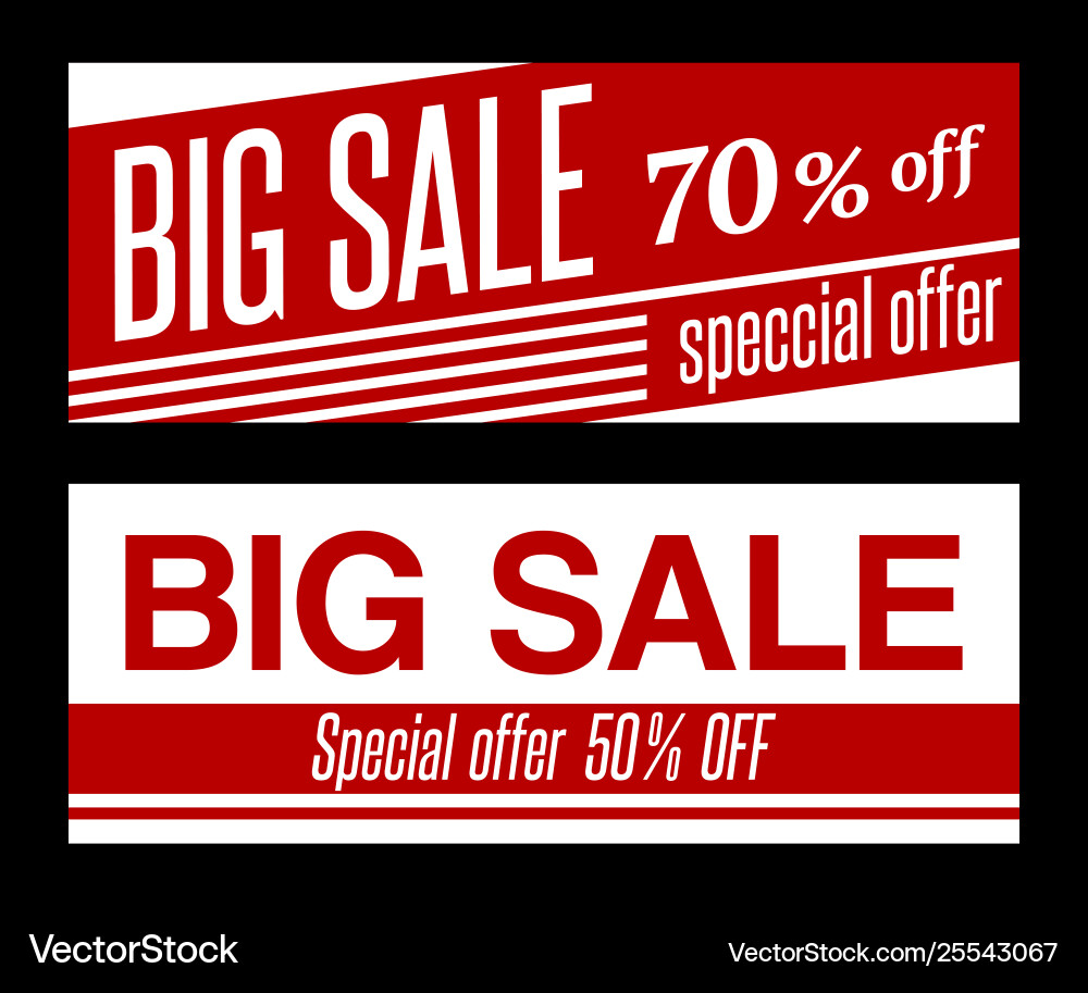 Set two sale banner templates isolated Royalty Free Vector