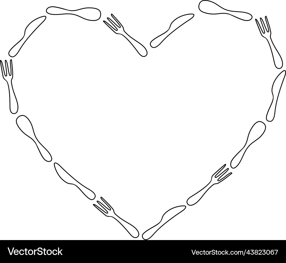 Spoon fork heart frame Royalty Free Vector Image