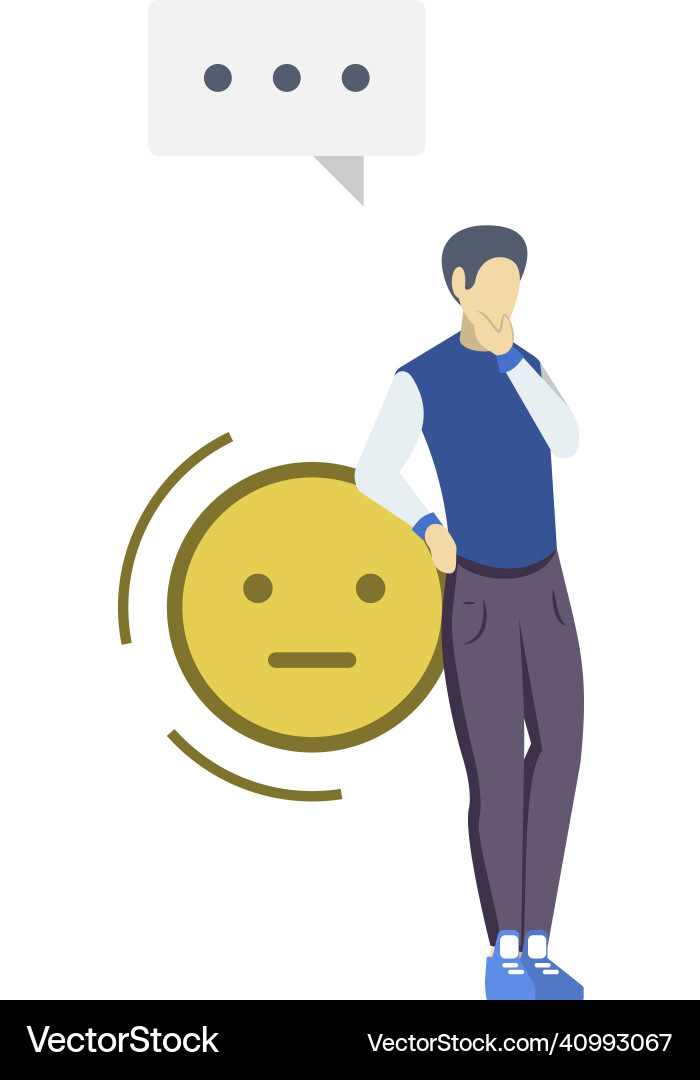 Uncertain man semi flat rgb color neutral Vector Image