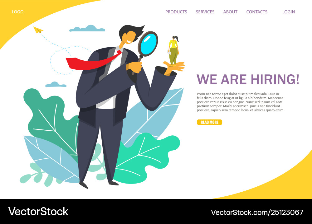 We are hiring website landing page design Vector Image