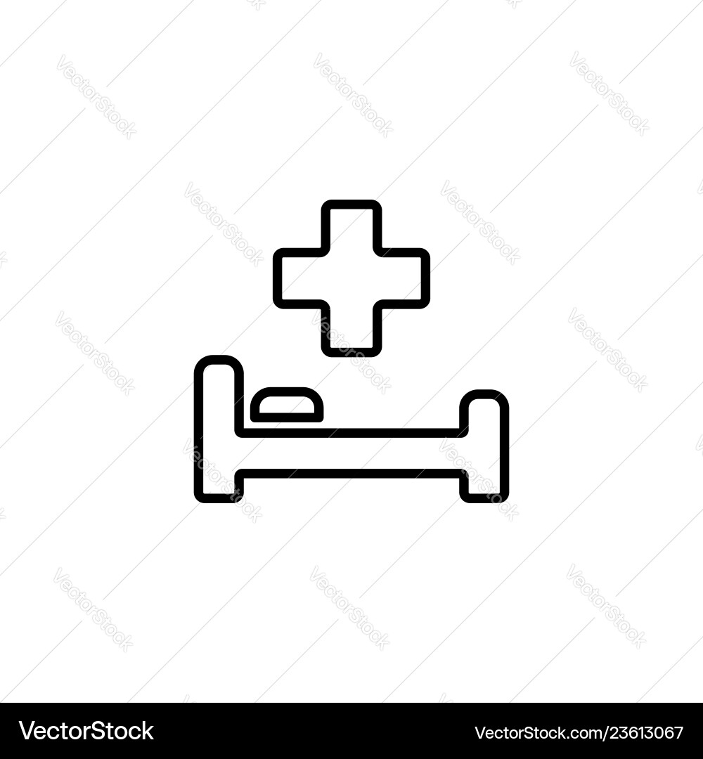 Web line icon hospital bed and cross Royalty Free Vector