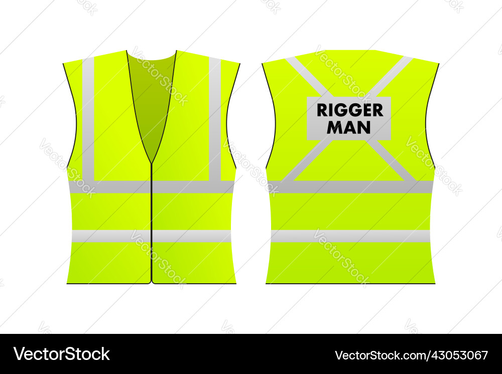 Yellow reflective rigger man vest for people Vector Image