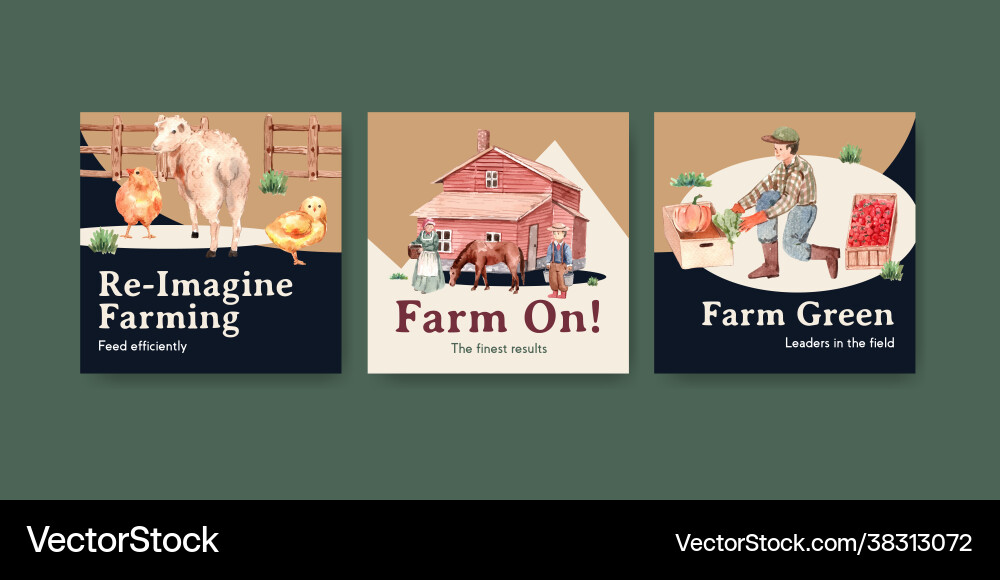 Ads template with farm organic concept design Vector Image