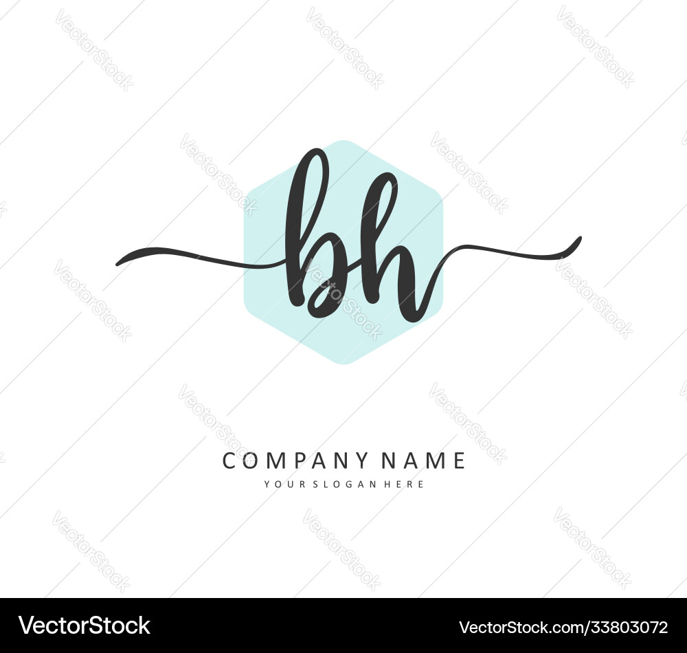 B h bh initial letter handwriting and signature Vector Image