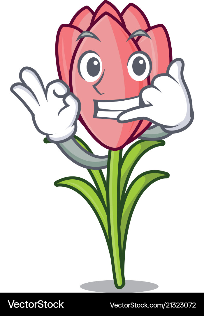 Call me crocus flower mascot cartoon Royalty Free Vector