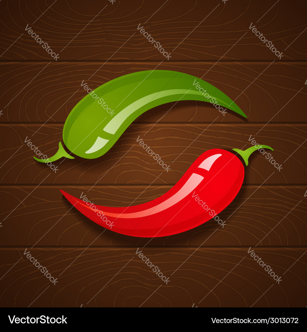 Chili on wooden background Royalty Free Vector Image