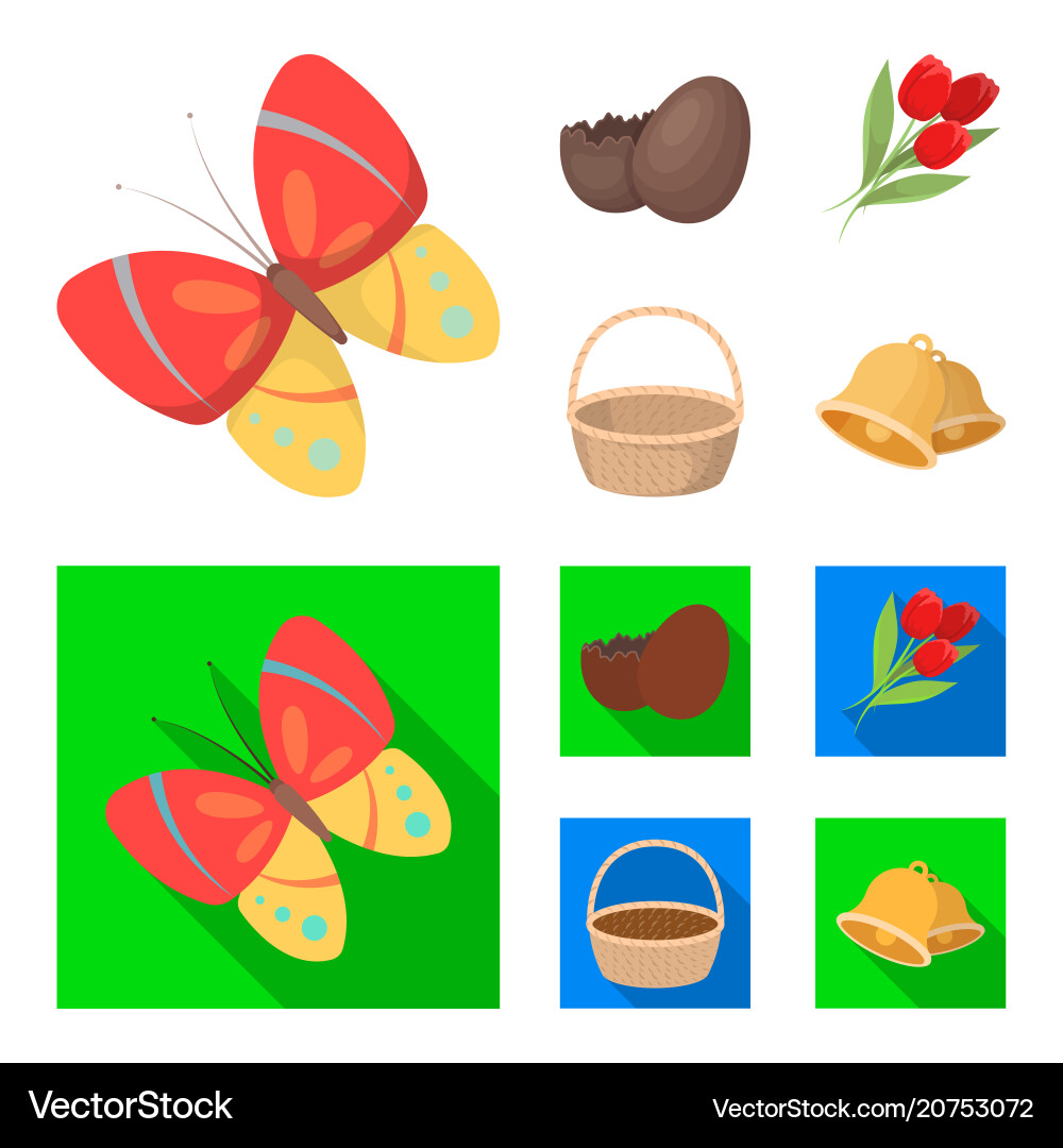 Chocolate egg bells basket and flowerseaster Vector Image