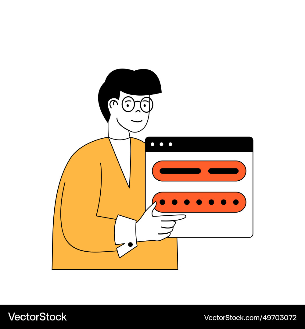 Cyber security concept with cartoon people in flat