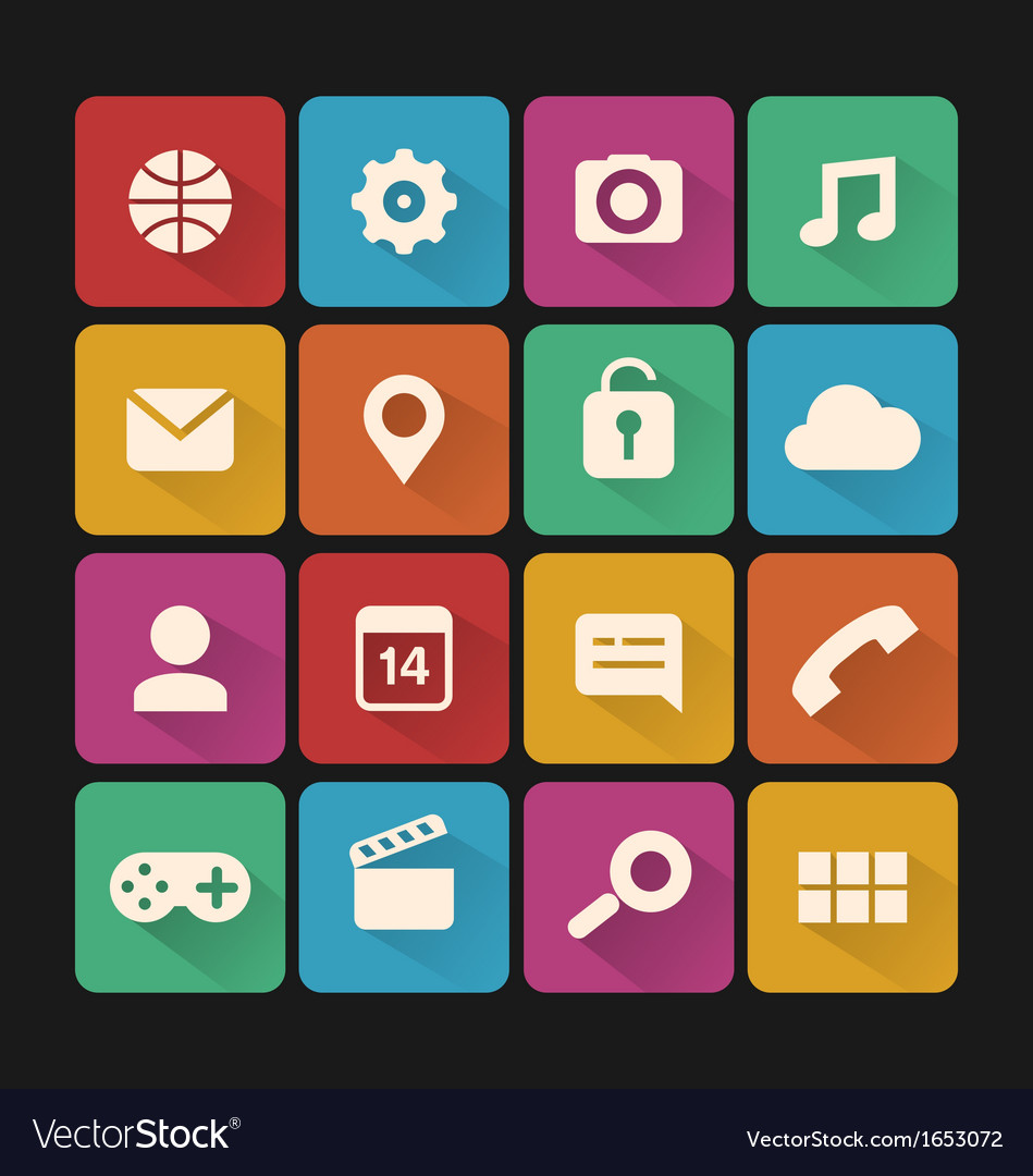 Flat icons set Royalty Free Vector Image - VectorStock