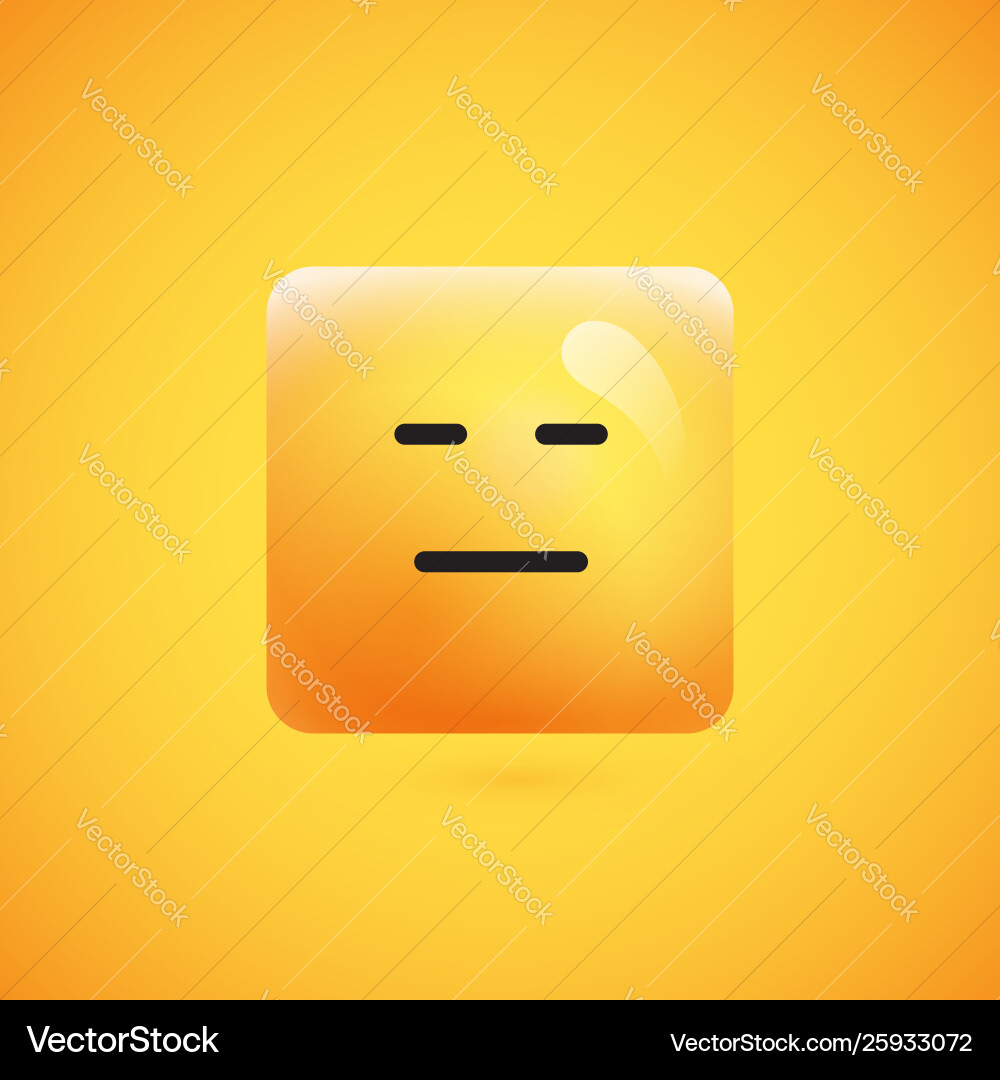 High detailed square yellow emoticon Royalty Free Vector